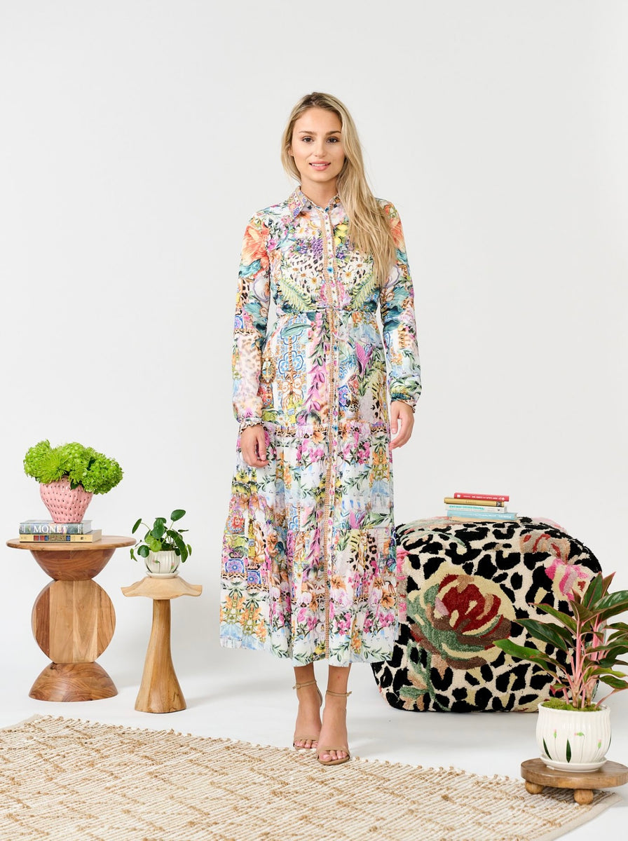 MW Printed Button Down Dress w Drawstring 443383 – Daniella’s Shop Passaic